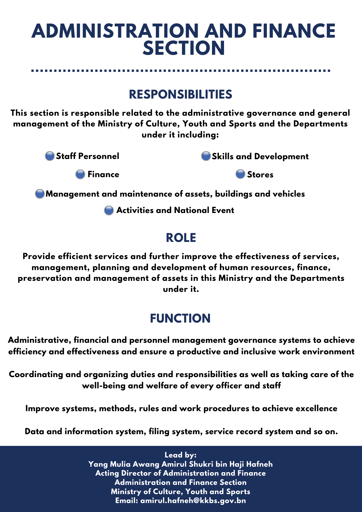 Section Administration Finance